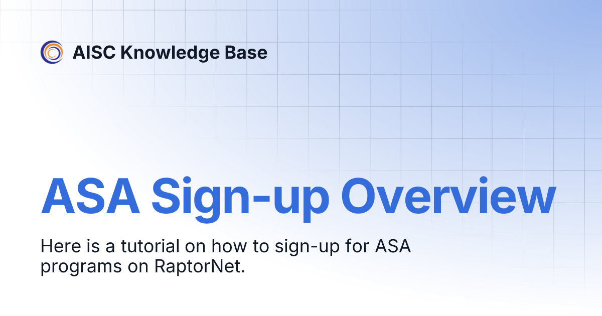 ASA Sign-up Overview | AISC Knowledge Base